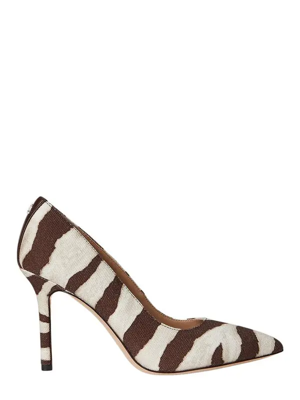 Ralph Lauren Lindella Ii Zebra-print Canvas Pump - Zebra/dark Hickory