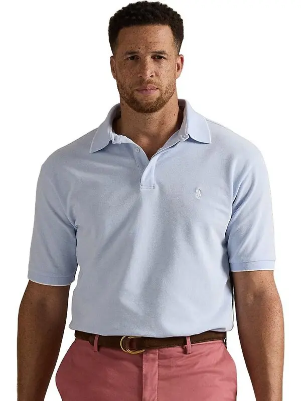 Ralph Lauren Stretch Oxford Mesh Polo Shirt - Office Blue/white