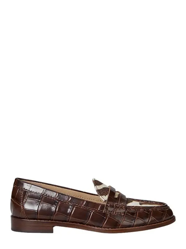 Ralph Lauren Wynnie Zebra-print-trim Embossed Loafer - Zebra/dark Hickory