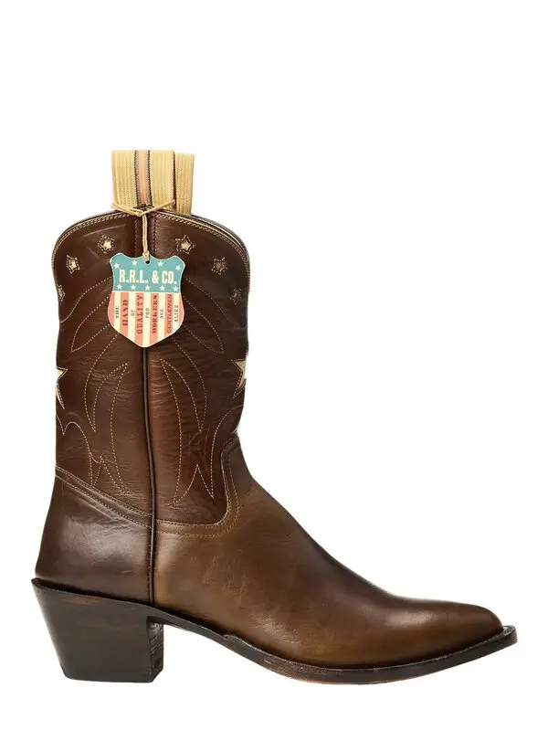Ralph Lauren Holly Plainview Star-inlay Leather Boots - Brown
