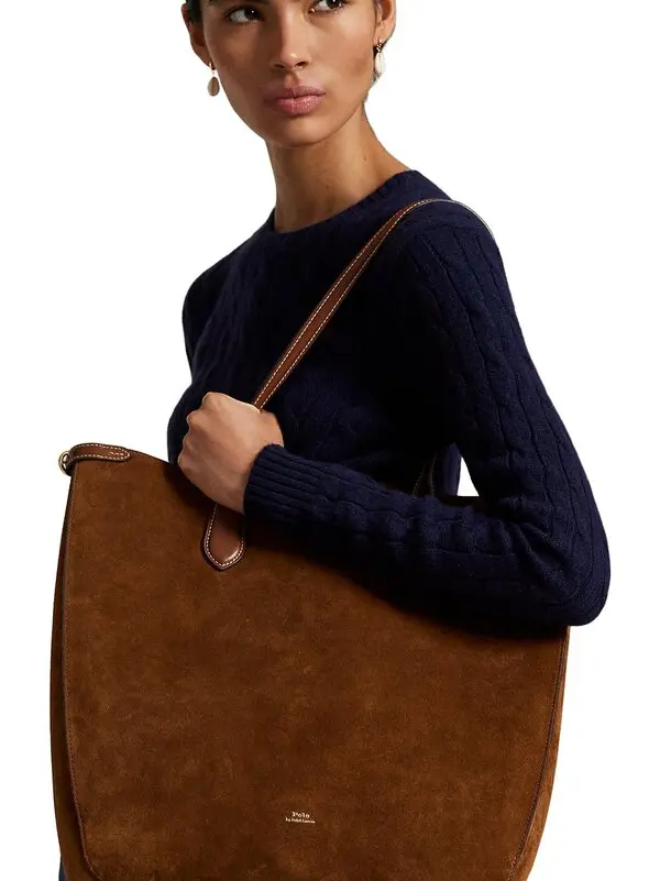 Ralph Lauren Bellport Suede North-south Tote - Cinnamon/cuoio