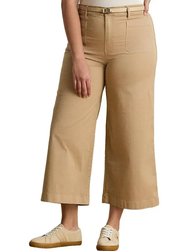 Ralph Lauren Stretch Chino Wide-leg Cropped Pants - Birch Tan