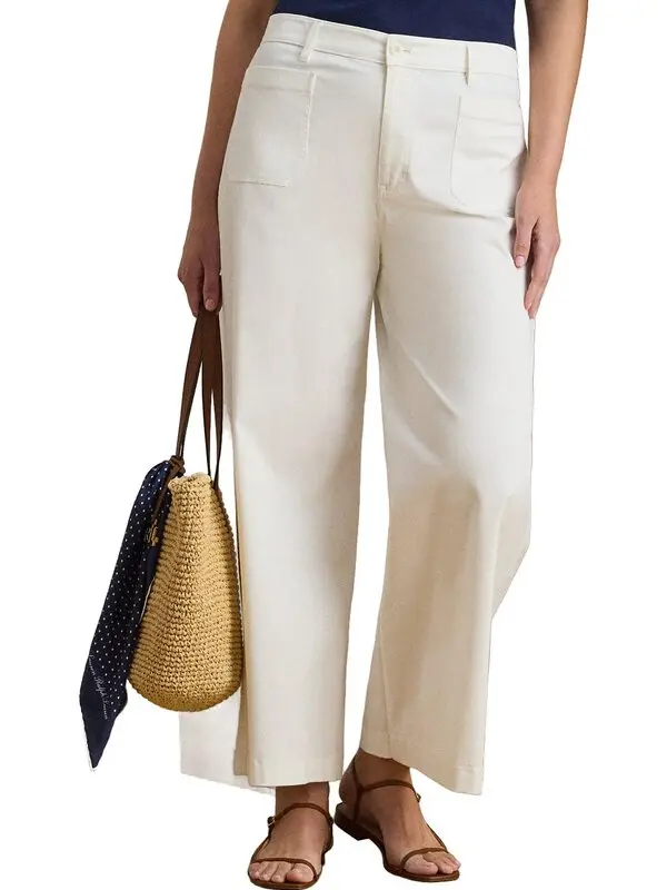 Ralph Lauren Stretch Chino Wide-leg Cropped Pants - White