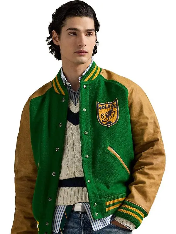 Ralph Lauren Vintage-inspired Letterman Jacket - Fiji Green