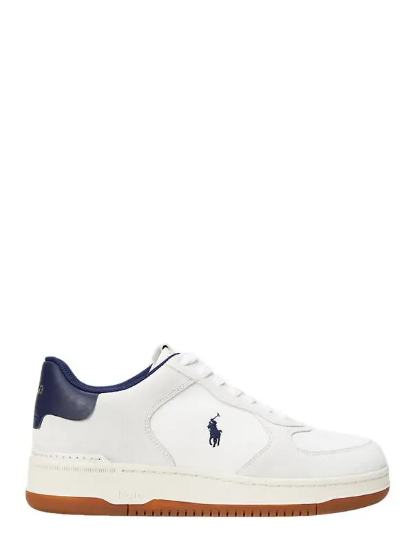 Ralph Lauren Masters Court Suede-paneled Sneakers - Deckwash White/navy