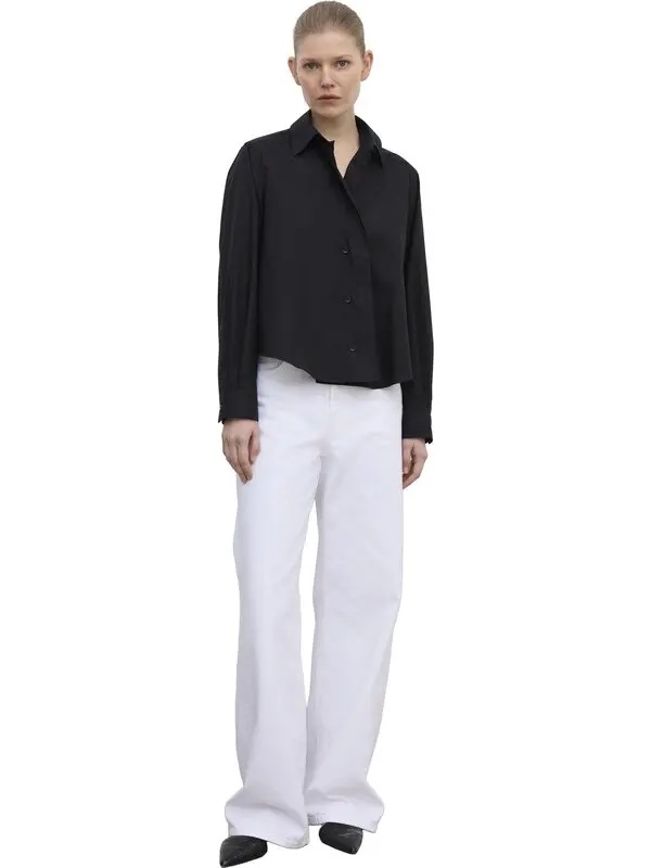 HOUSE OF DAGMAR Cropped Button-up Shirt - Black