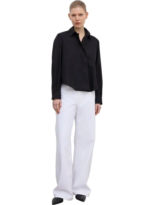 HOUSE OF DAGMAR Cropped Button-up Shirt - Black