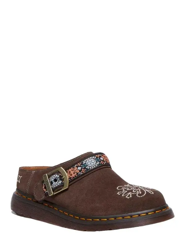 Dr. Martens Isham Suede And Jacquard Mules - Brown