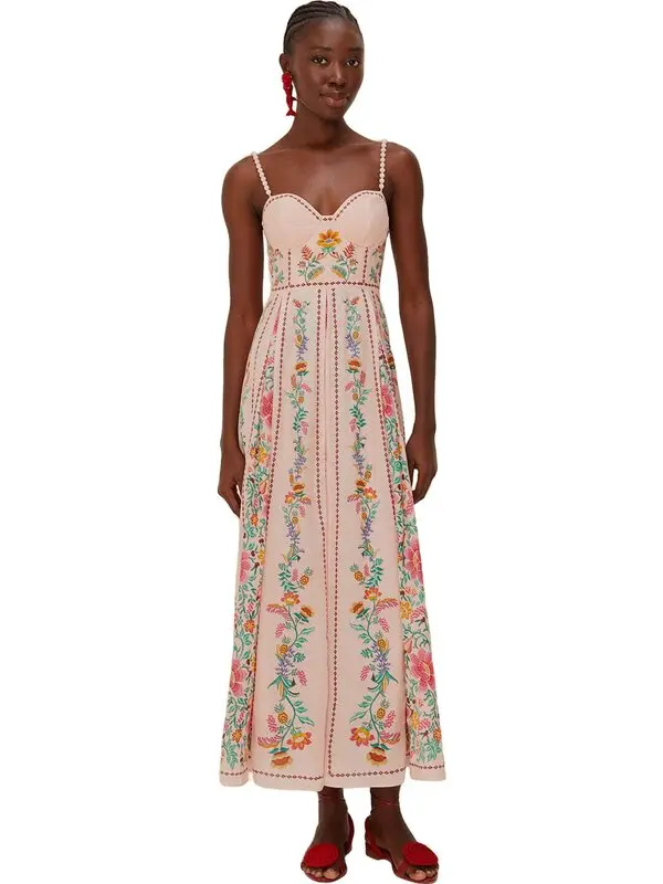 Farm Rio Floral Maxi Dress - Delicate Forest Pink