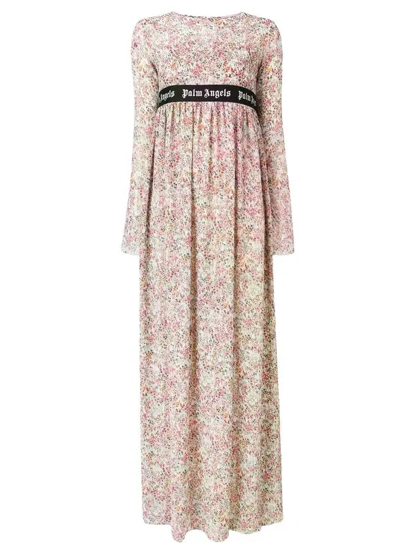 Palm Angels Floral Print Long Dress - White