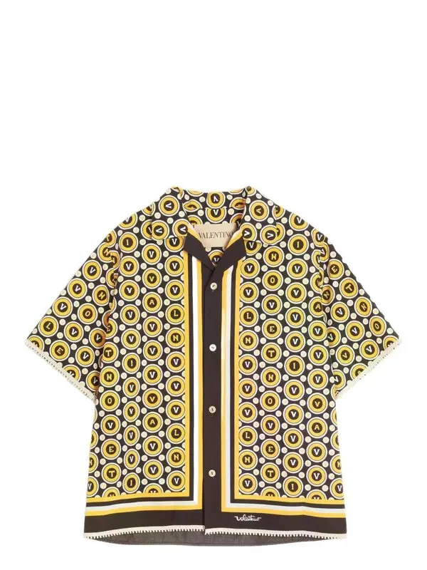 Valentino Garavani Bulles Royales-print Bowling Shirt - Yellow