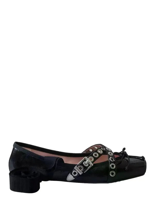 Pretty Ballerinas Leather Ballerina Shoes - Black