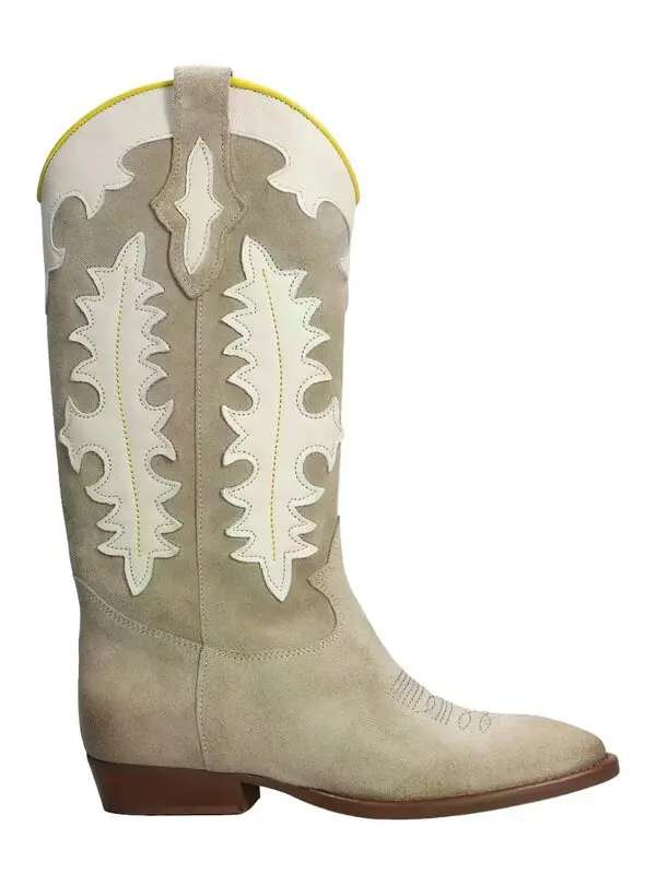 GISEL MOIRE 30mm Kansas Cowboy Boots - Neutrals