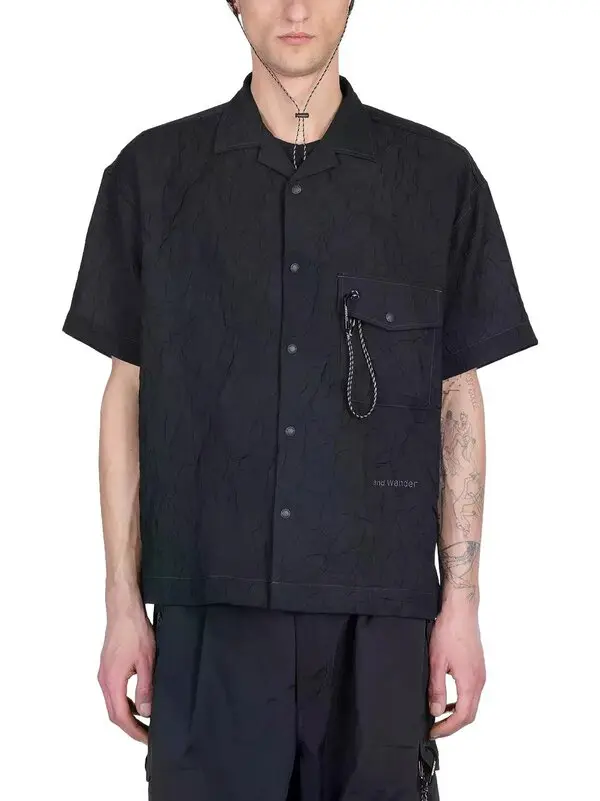 AND WANDER Crinkled Shirt - Black