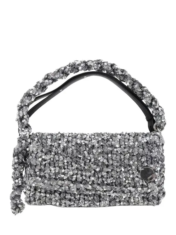 JIL SANDER Mini Knitted Shoulder Bag - Silver