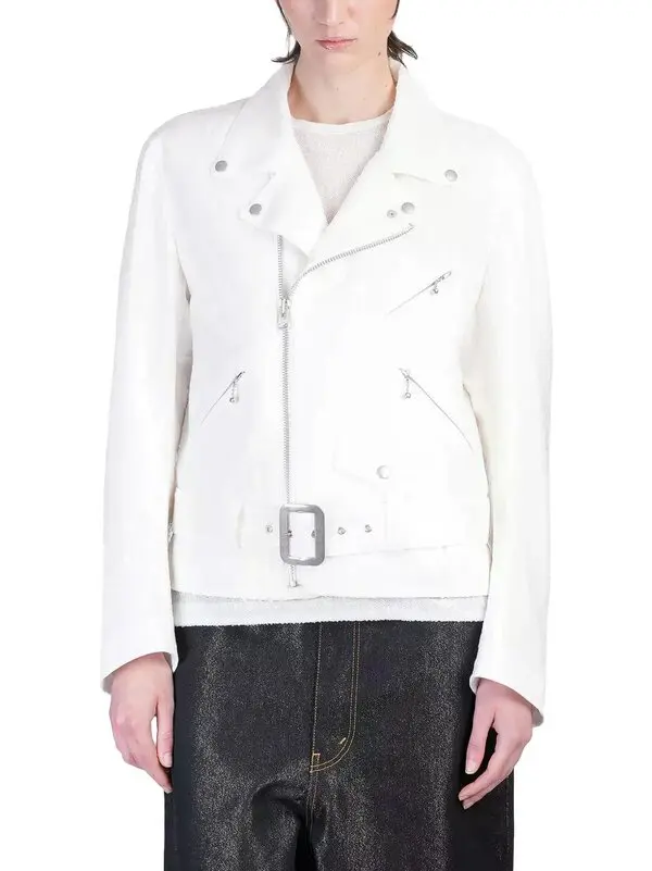 Junya Watanabe Leather Biker Jacket - White