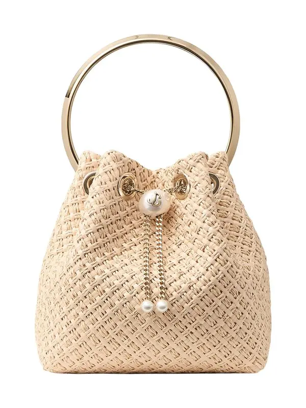 JIMMY CHOO Raffia Bon Bon Top-handle Bag - Beige
