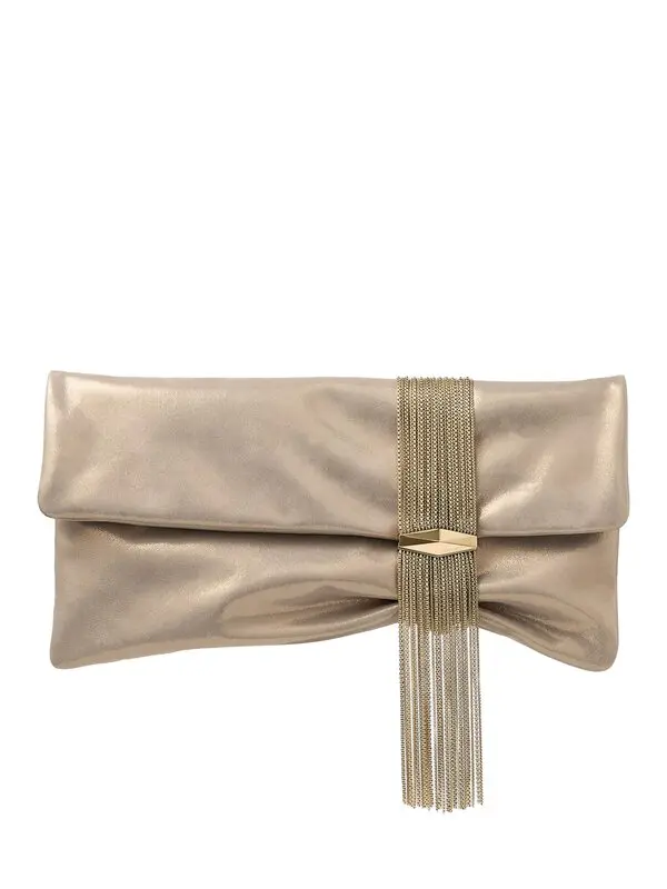 JIMMY CHOO Zandra Leather Clutch Bag - Gold