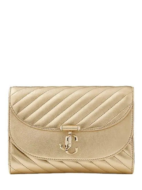 JIMMY CHOO Metallic-leather Clutch Bag - Gold/shiny Gold