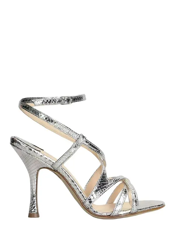 ANNA F. 100mm Leather Sandals - Silver