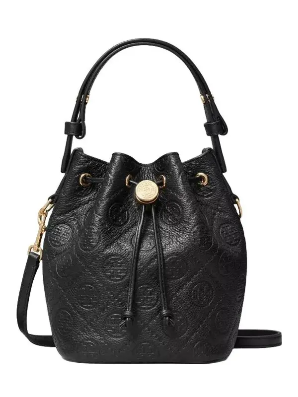 Tory Burch T-monogram Quilted Leather Bucket Bag - Black