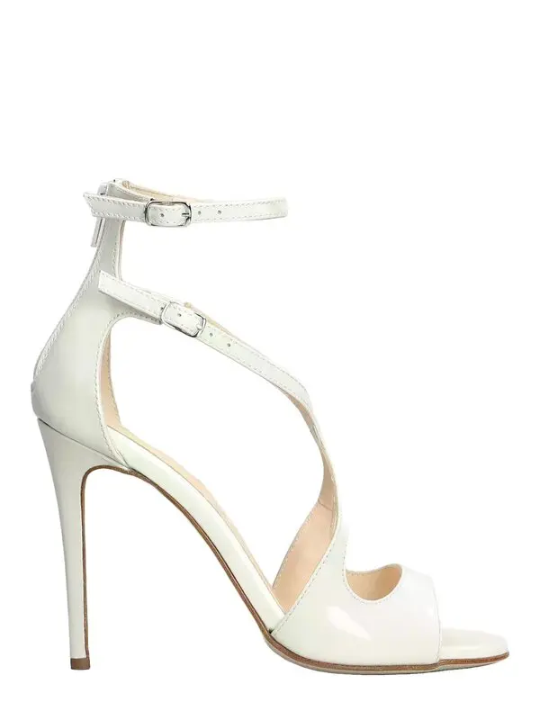 ANNA F. Leather High Heel Sandals - White