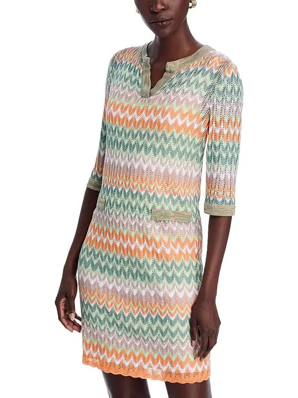 Misook Knit Shift Dress - Paradise Green/multi
