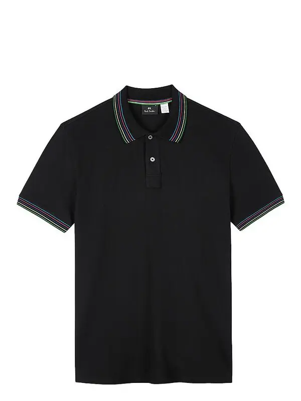 Paul Smith Regular Fit Striped Collar Polo - Black