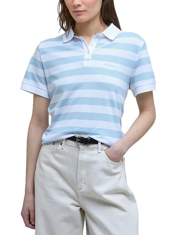 Barbour Ashbourne Striped Polo Top - Breeze Blue