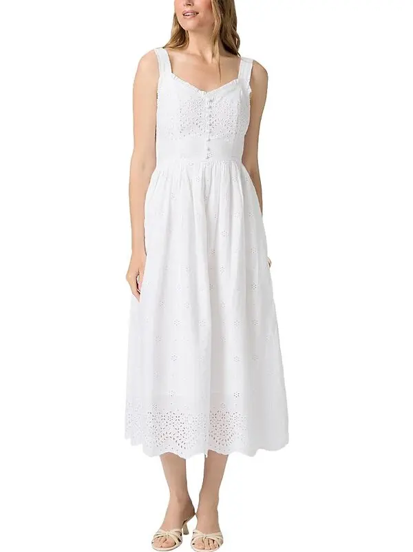 Paige Riesling Eyelet Midi Dress - White