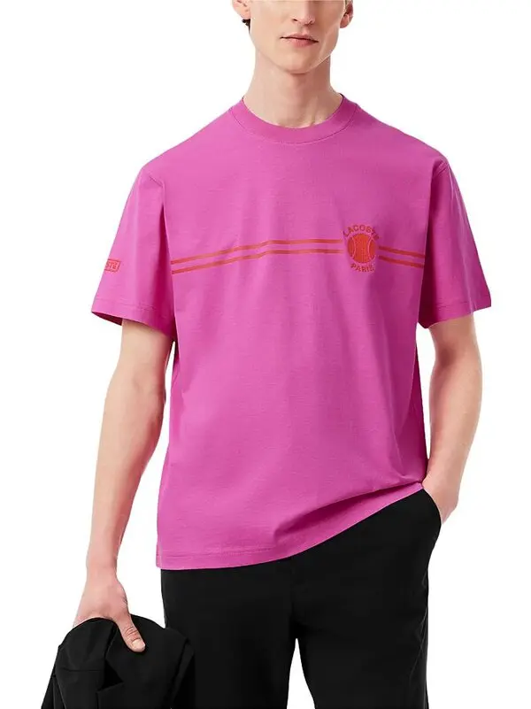 Lacoste Embroidered Jersey Tee - Pink