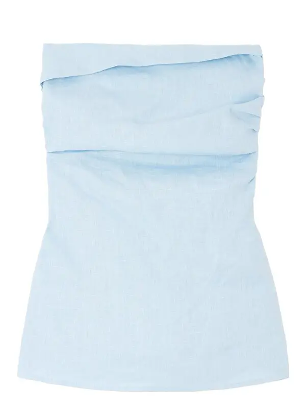 Faithfull The Brand Boe Strapless Linen Tunic - Blue