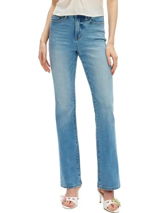 BAYEAS High-waist Bootcut Jeans - Medium Blue