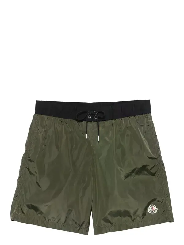 Moncler Logo Appliqué Swim Shorts - Green