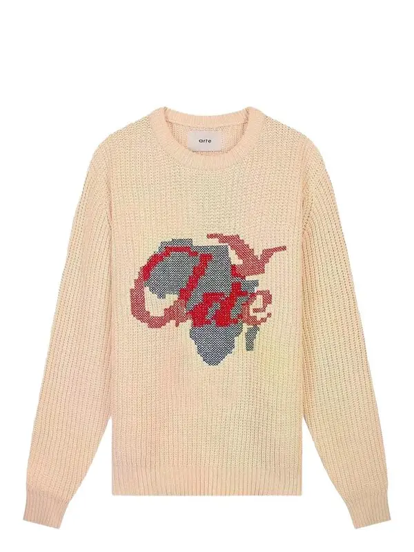 ARTE ANTWERP Cross-stitch Knitted Pullover - Neutrals