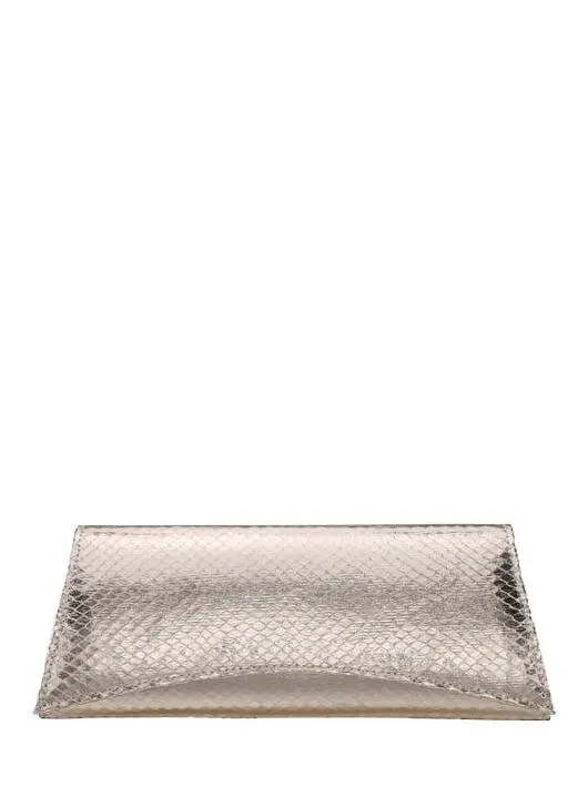 Nina Kallie Embossed Metallic Clutch - Platino