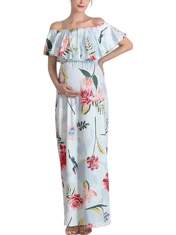 KIMI + KAI Off-the-shoulder Maternity/nursing Maxi Dress - Multicolored