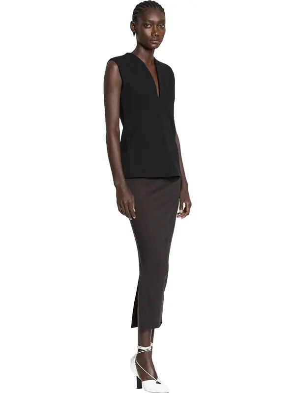 LANVIN Jersey Top With Plunging Neckline - Black