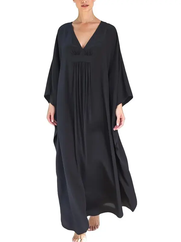 OCEAN+MAIN Olivia Silk Caftan - Black