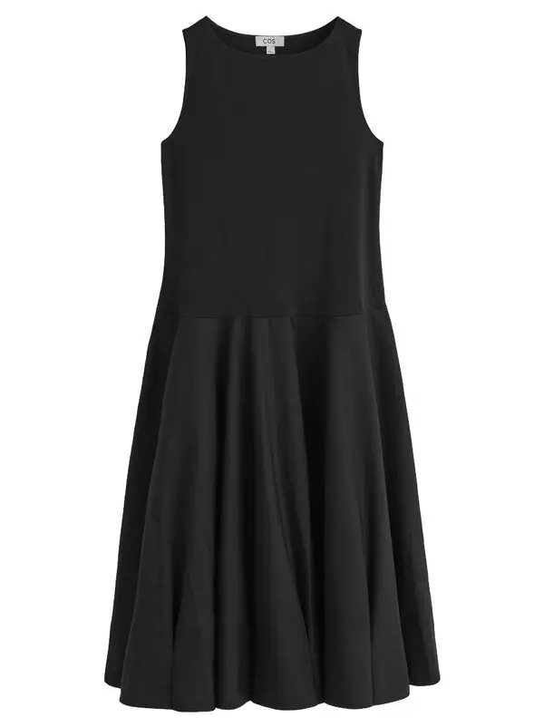 Cos Cotton A-line Midi Dress - Black