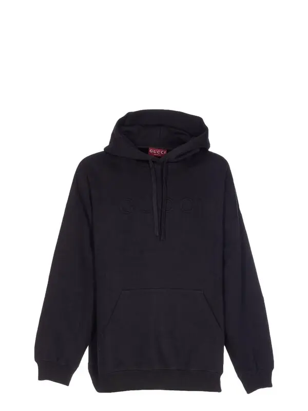 Gucci Hoodie With Embossed Logo - Black