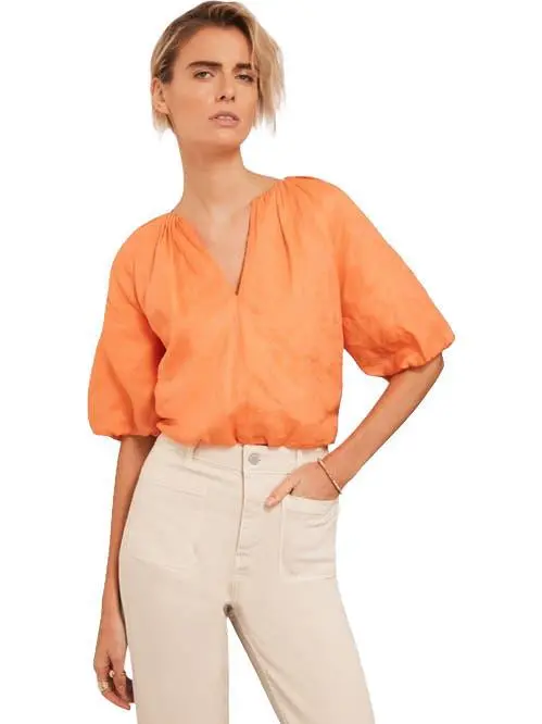 Mint Velvet Puff Sleeve Top - Orange