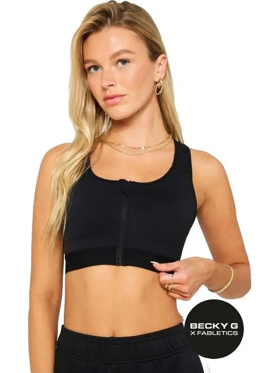 FABLETICS Front Zip High Impact Sports Bra - Black