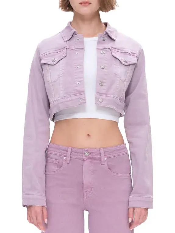 BAYEAS Cropped Denim Jacket - Purple