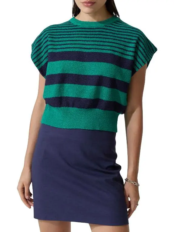 Deluc Crop Sweater Vest - Green Striped Blue