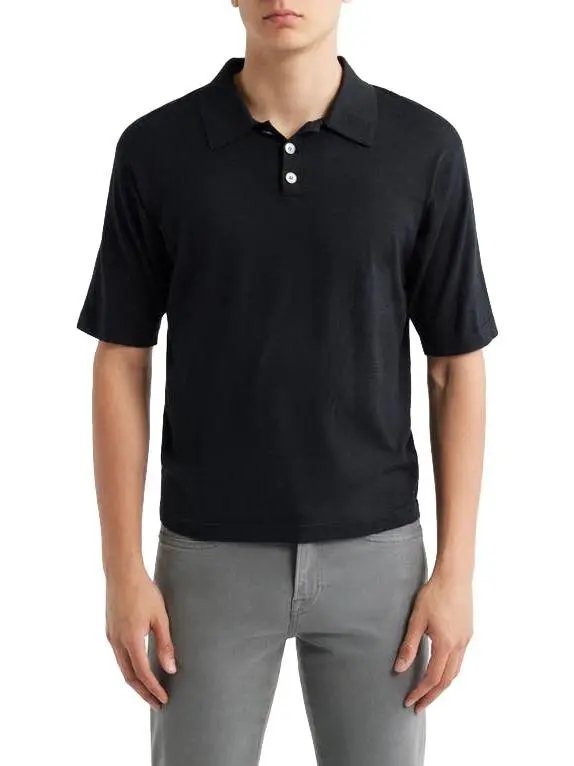 FRAME Cotton Pique Polo - Black