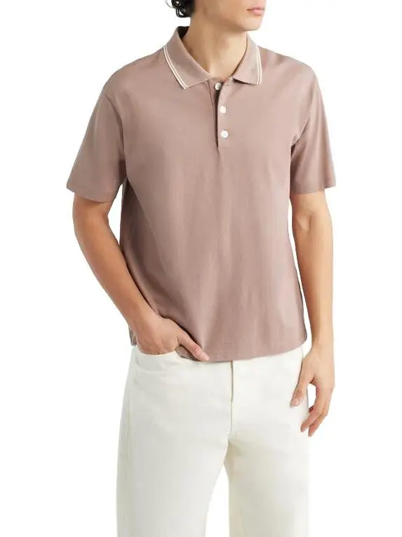 FRAME Cotton Pique Polo - Smoky Mauve