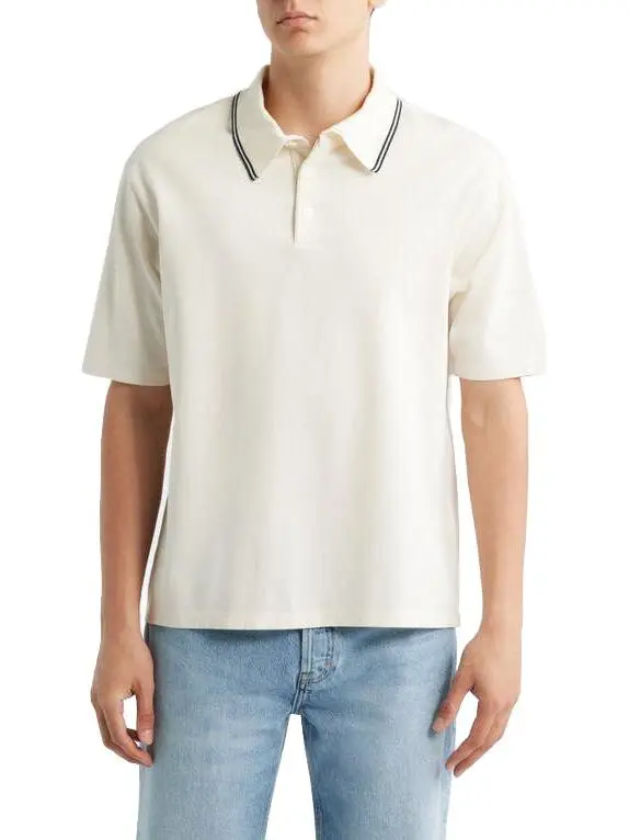 FRAME Cotton Pique Polo - White Sand