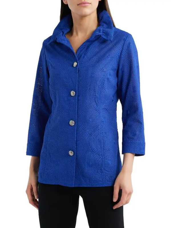 Ming Wang Tailored Fit Woven Jacket - Sapphire Sea