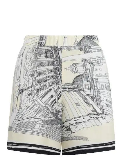 CALLAS MILANO Printed Silk Twill Shorts - White